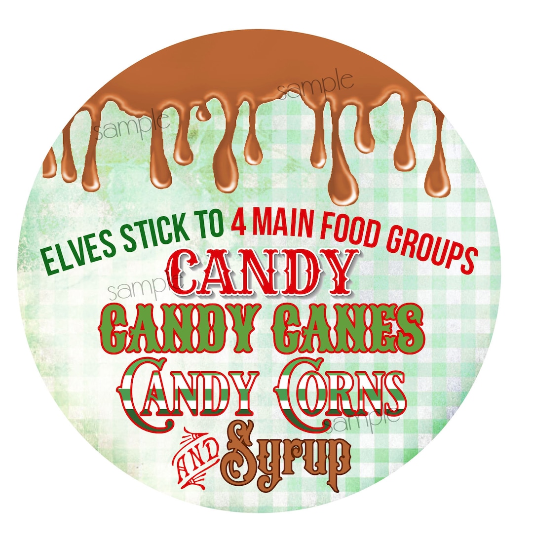 Christmas Stickers, Elf Stickers, 4 Main Food Groups, Treat Bag Labels ...