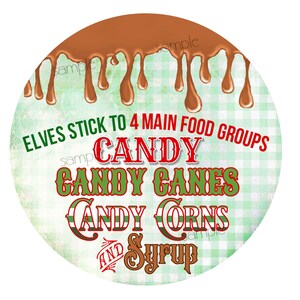 Christmas Stickers, Elf Stickers, 4 Main Food Groups, Treat Bag Labels ...
