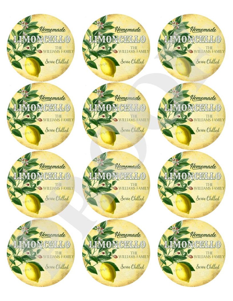 Custom Limoncello Lables Lemon Tags Lemon Stickers - Etsy