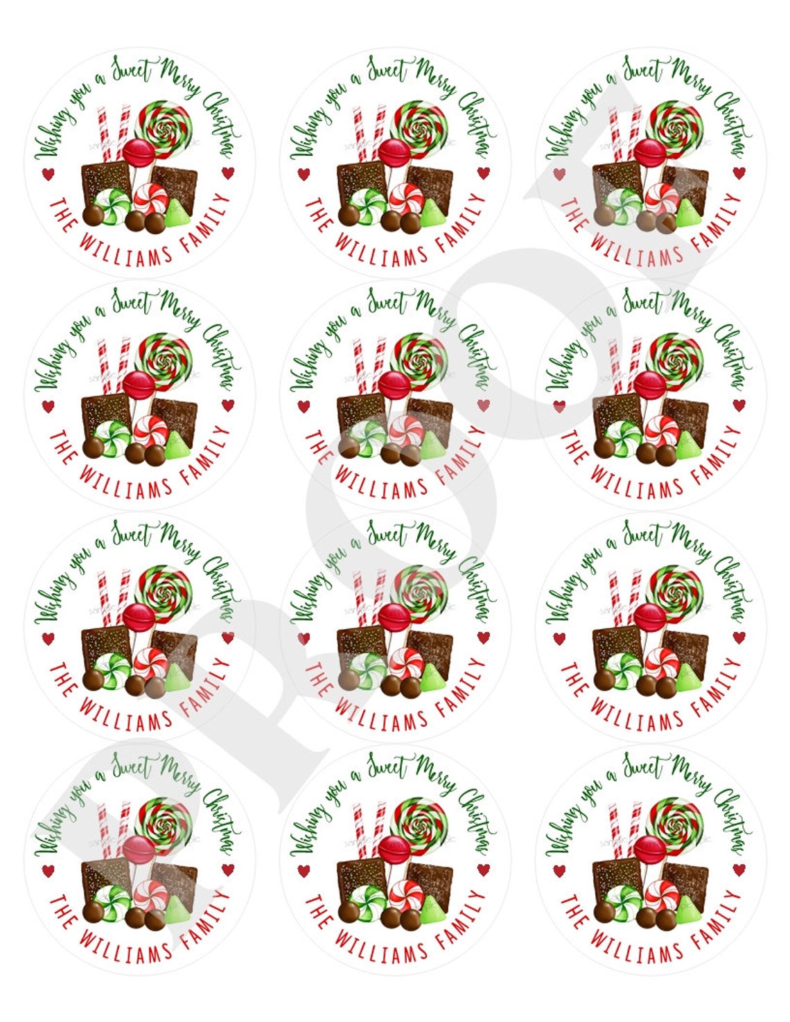 Christmas Candy Stickers Candy Labels Candy Gift Wrap Sweet - Etsy