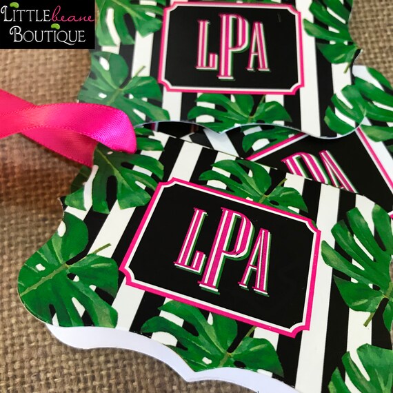 Preppy Gift Tags Tropical Leaf Gift Tags Monogram Banana | Etsy