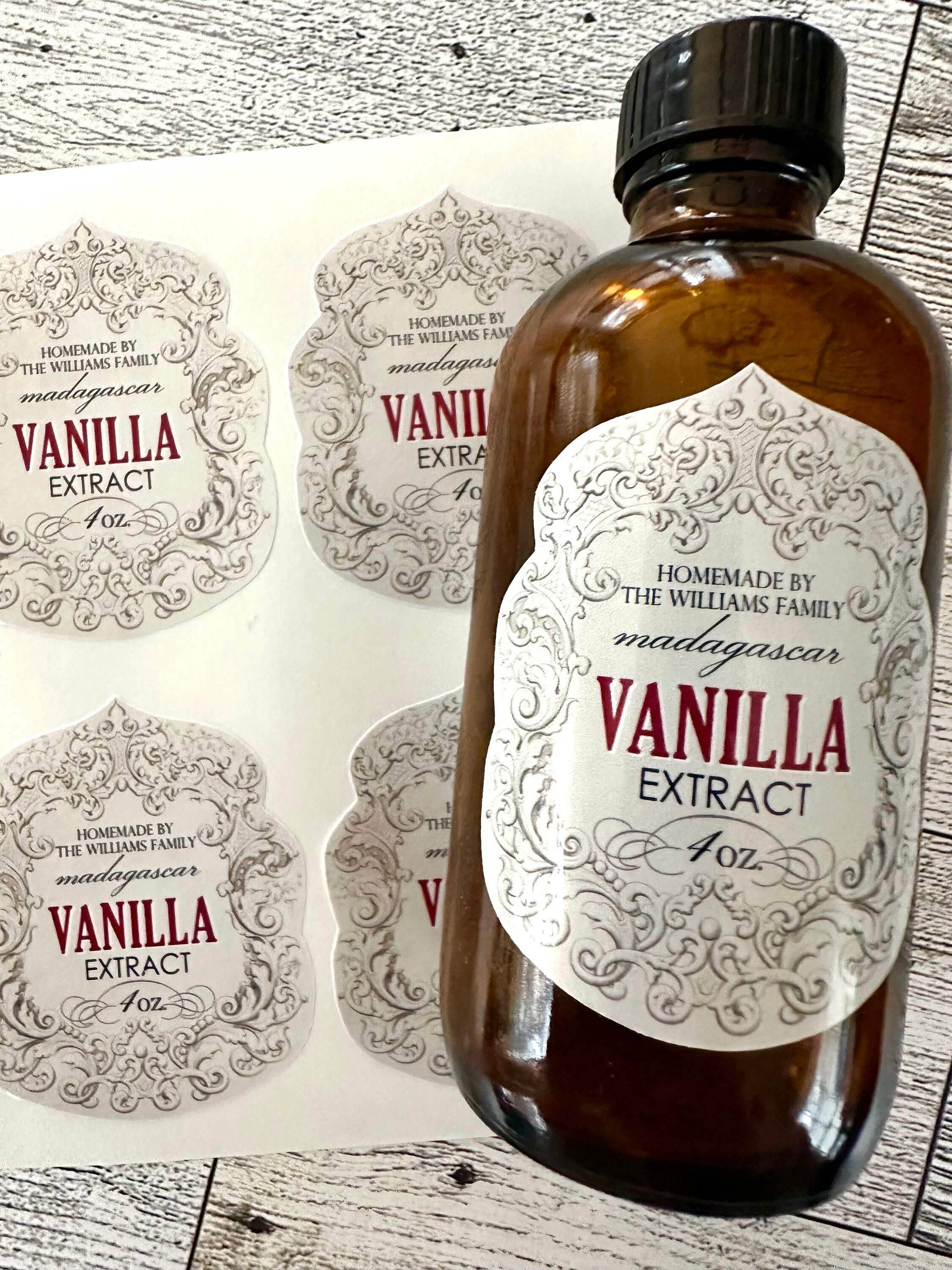 Waterproof Vanilla Extract Labels, Personalized Vanilla Extract ...