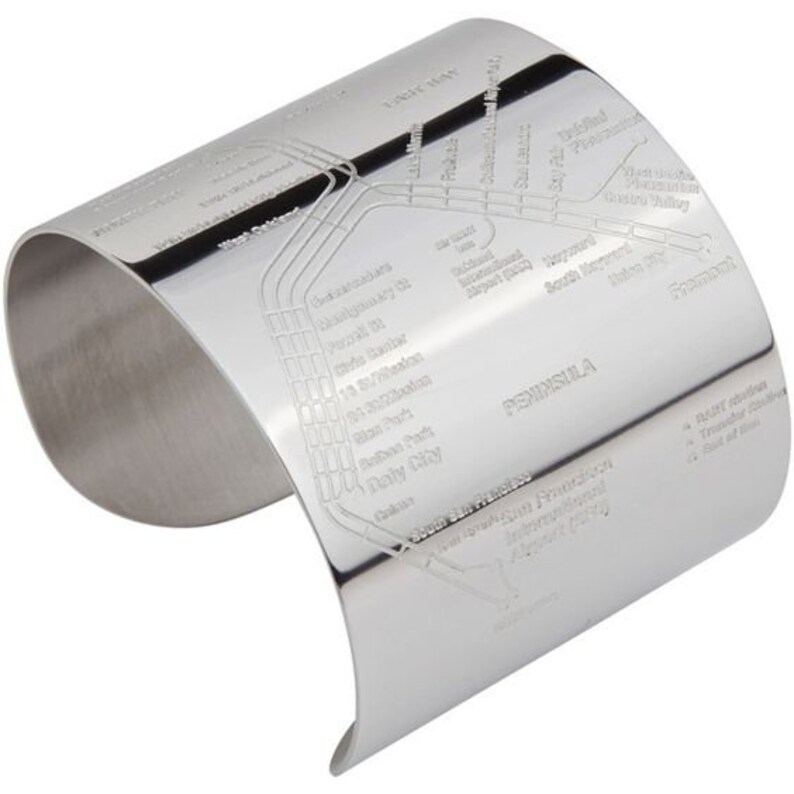 San Francisco Subway Map Cuff Bracelet Embossed Stainless Steel ...