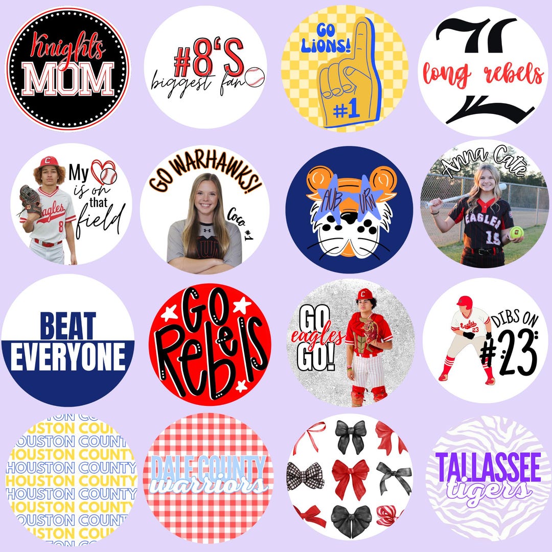 CUSTOM BUTTONS: Game Day Buttons, Baseball, Softball, Football, Cheer ...