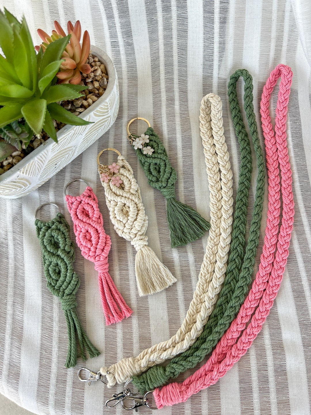 Macrame Key Chains and Braided Lanyards - Etsy