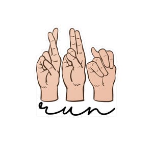 LR Run Sign Language Vinyl Decals - Etsy