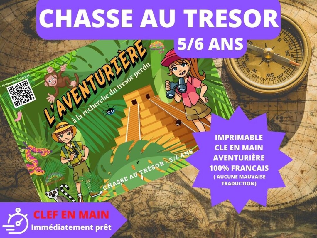5/6 ans Chasse au trésor Aventurière en Français intérieur et extérieur ...