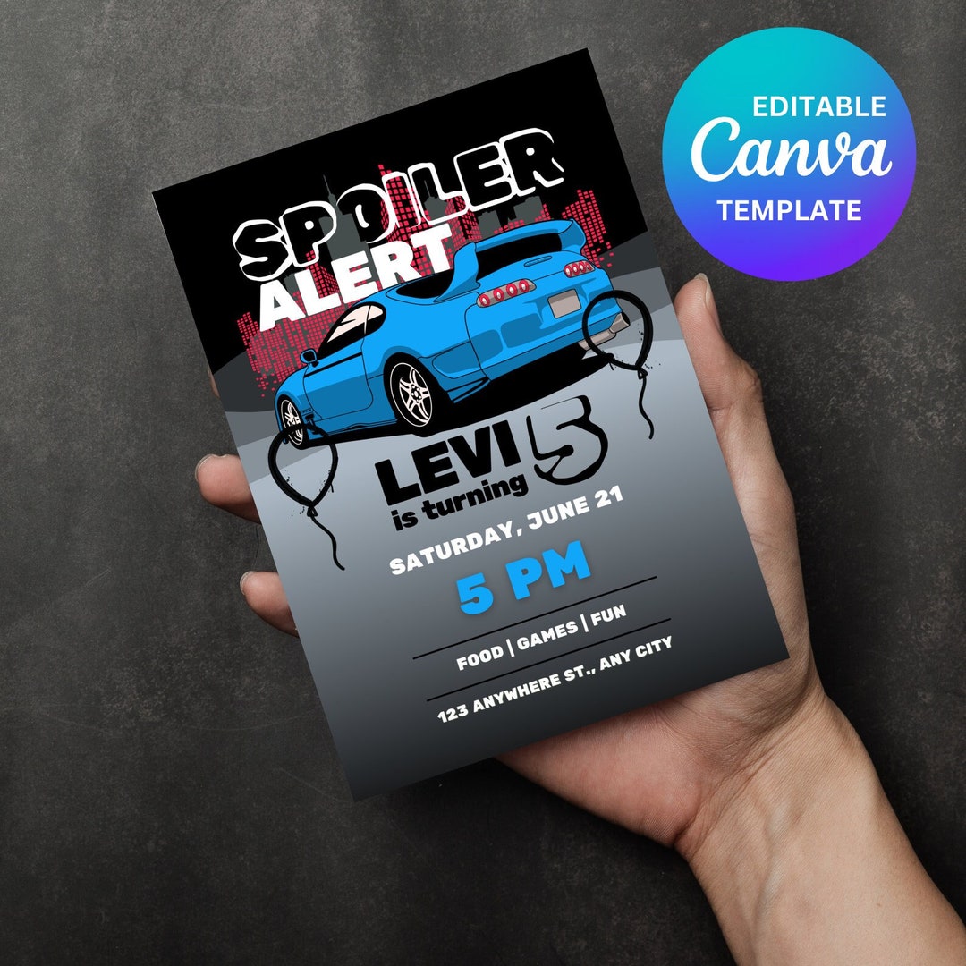 Supra JDM Car Themed Birthday Invitation, Editable Sports Car Party ...