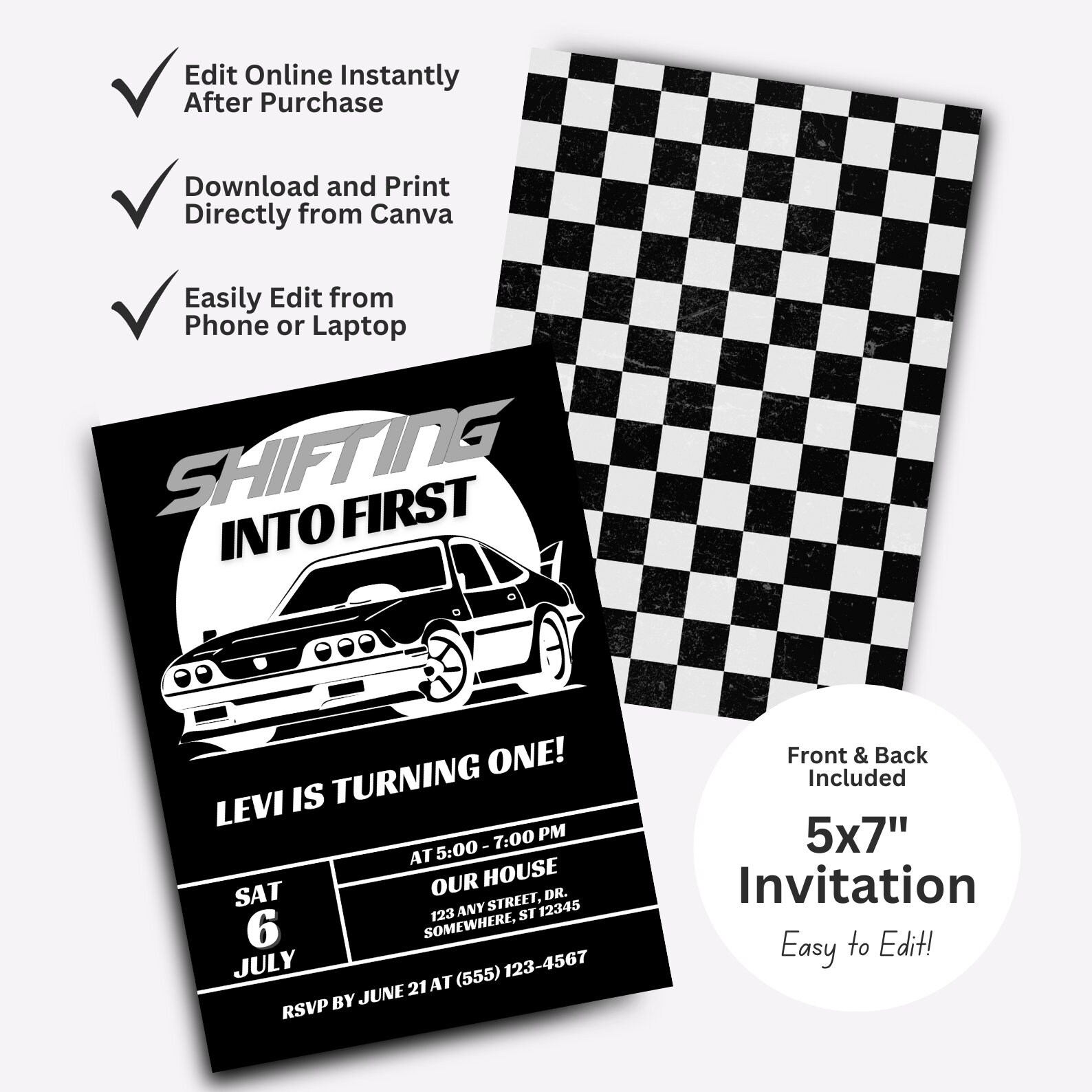 JDM Car Birthday Invitation: Shifting Into First, Editable Template ...