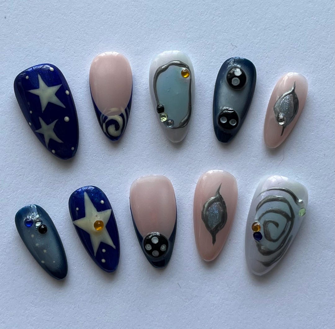 Funky Chrome 3d Button Press-on Nails - Etsy
