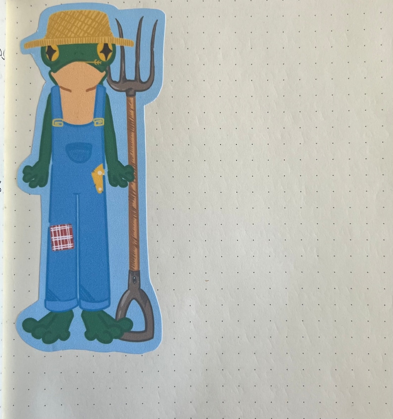 Cute Frog Farmer Sticker - Etsy