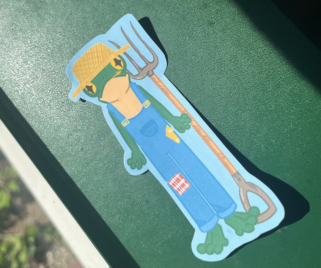 Cute Frog Farmer Sticker - Etsy