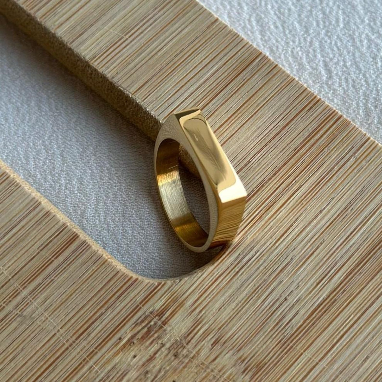 Personalized Ring, 18K Gold Signet Ring, Engraved Name Ring, Waterproof ...