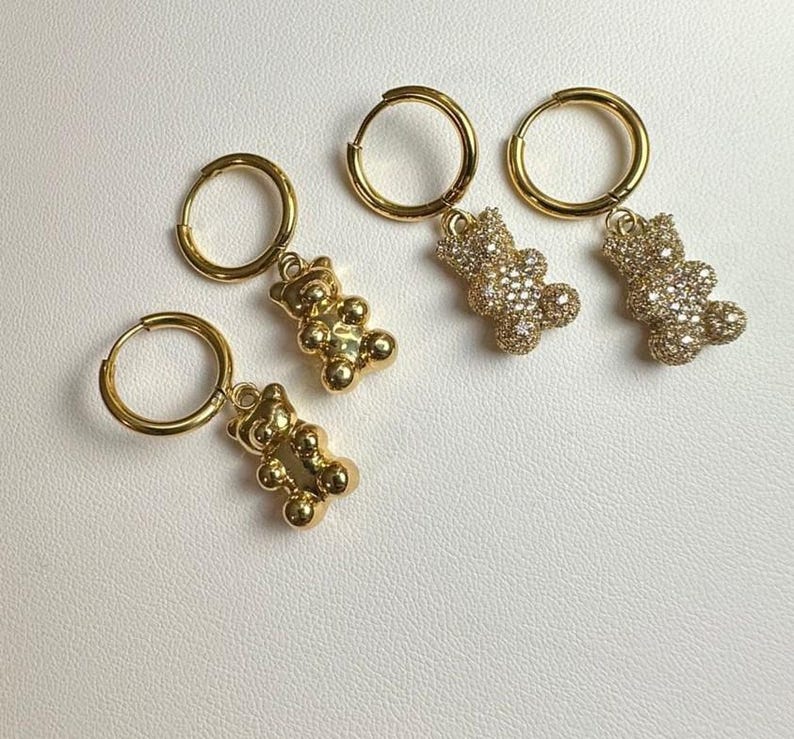 18K Gold Filled Bear Necklace, Crystal Solid Bear Pendant Necklace ...
