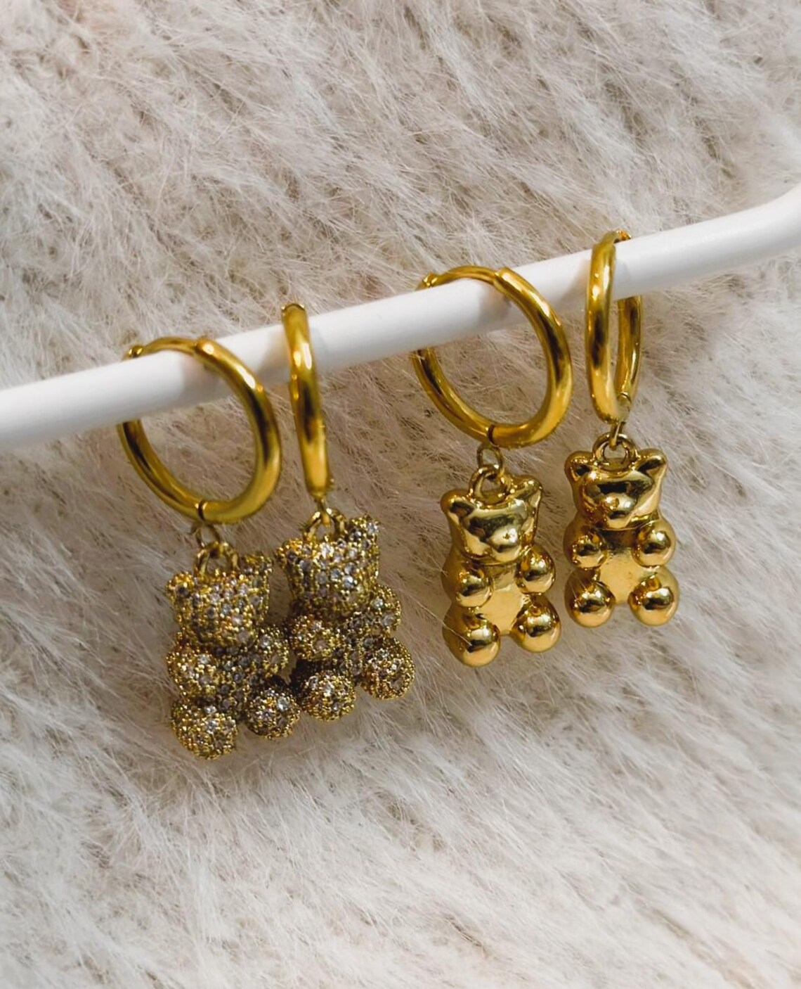 18K Gold Filled Bear Necklace, Crystal Solid Bear Pendant Necklace ...