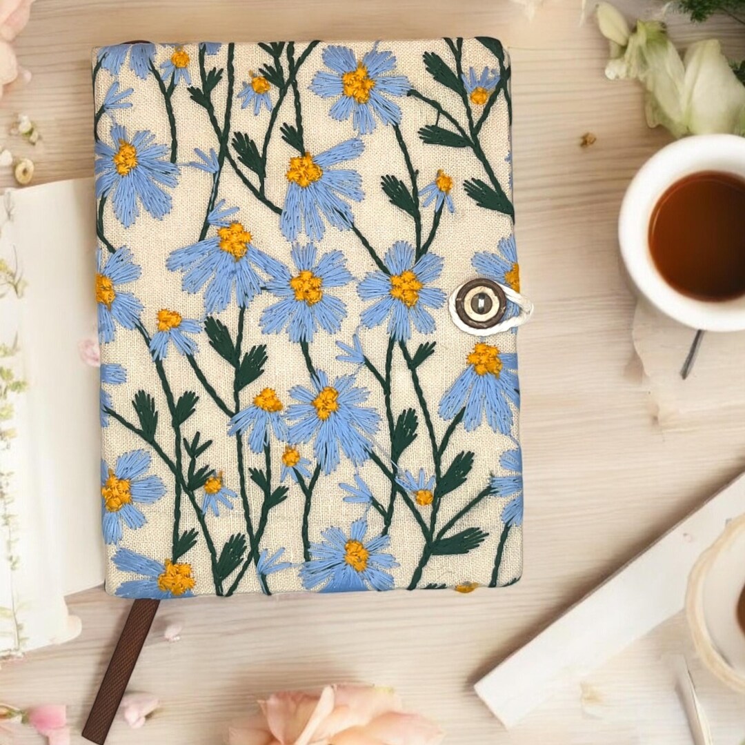 Embroidered Flower Journal, Embroidered Flower Diary A6 Floral Notepad ...