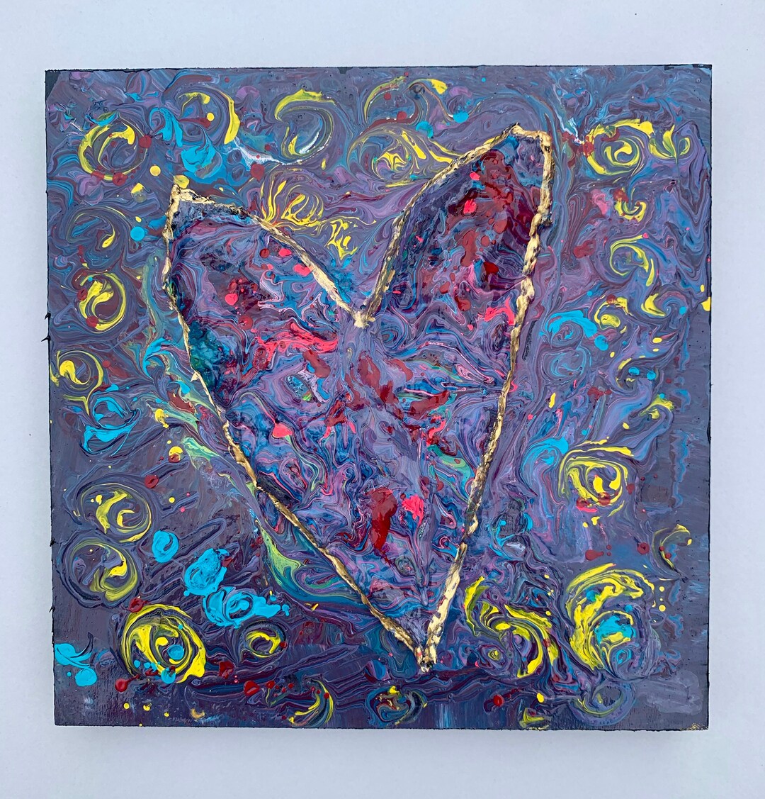 Tracey Ann Finley Original Folk Art Graffiti Style HEART Painting 8x8 ...