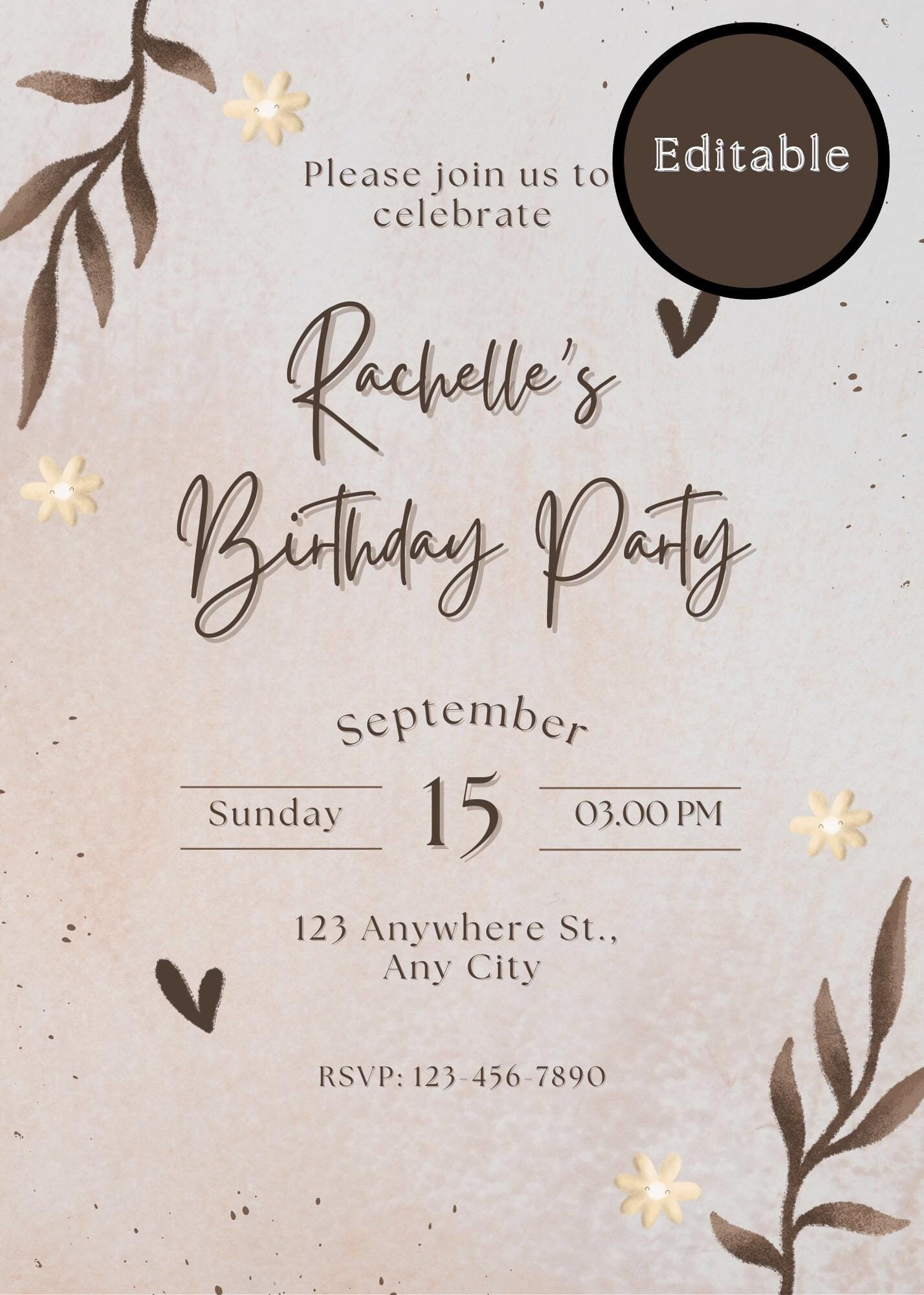 Editable Birthday Card Template Customizable Digital Download for ...