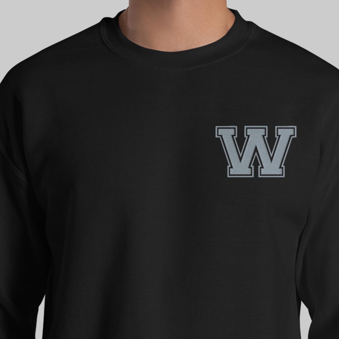 Letter W Varsity Sweatshirt – Embroidered Monogram Pullover, Retro ...