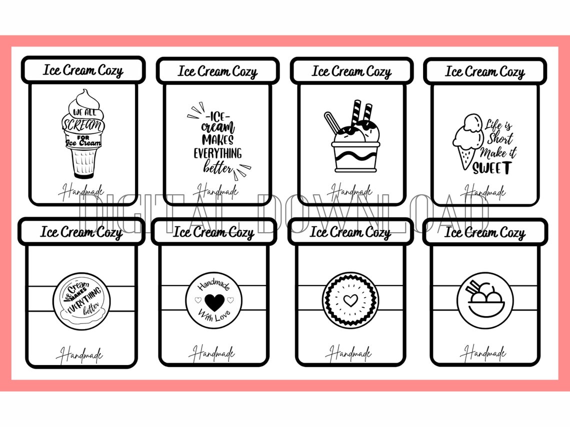 PRINTABLE Ice Cream Cozy Template | Digital PDF | Pint Cozy Inserts ...