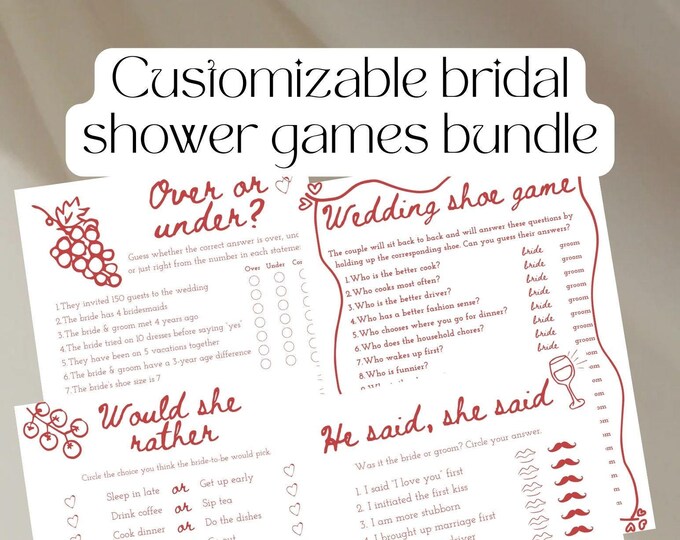That's Amore Bridal Shower Games 5 X 7 - Over or Under - Wedding Shoe ...
