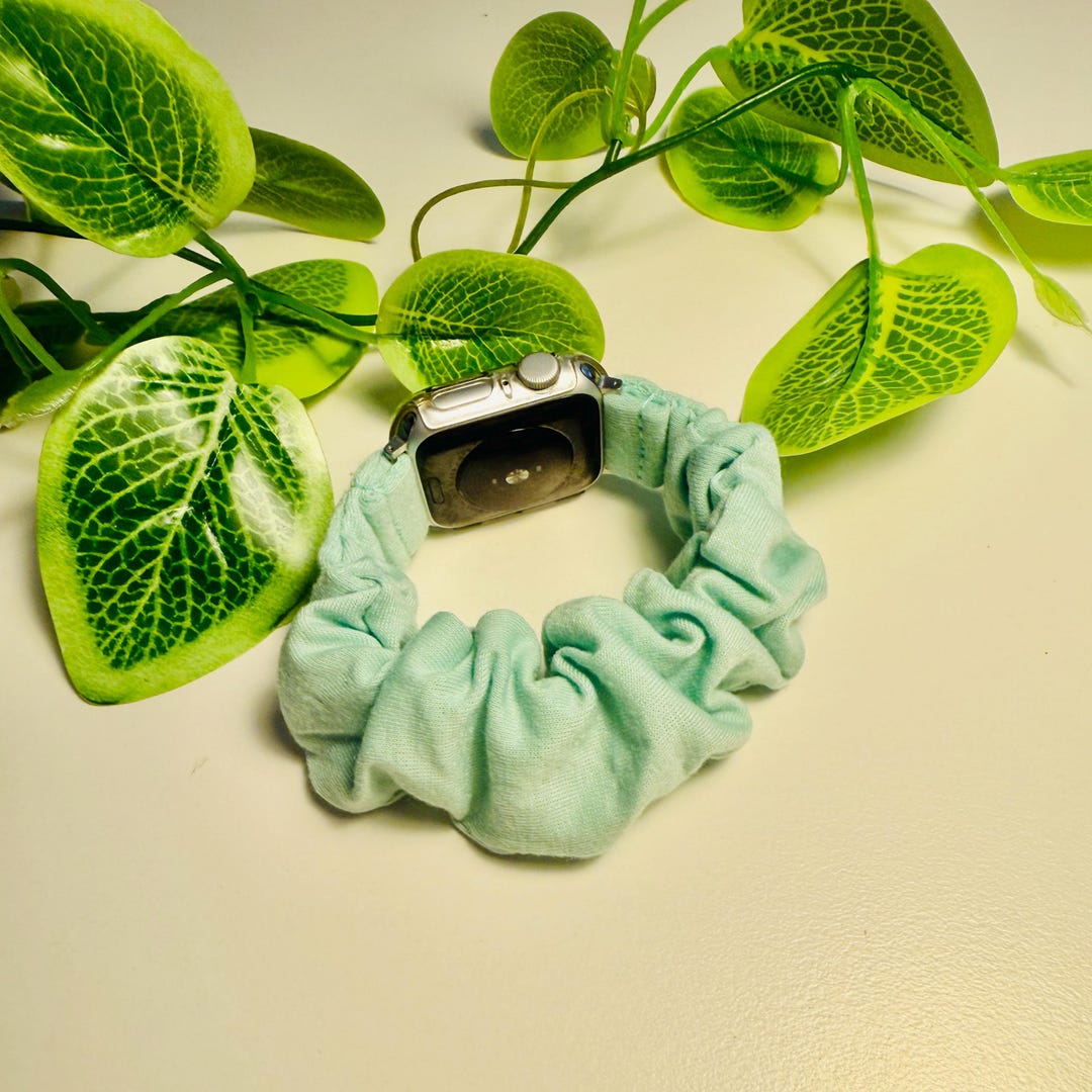 Pale Green Scrunchie Watch Band Compatible With Apple Iwatch Series 1-7 ...