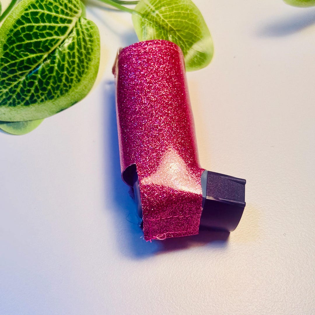 Asthma Inhaler Holder Pink Glitter, Keychain, Vinyl Keyring, Inhaler ...