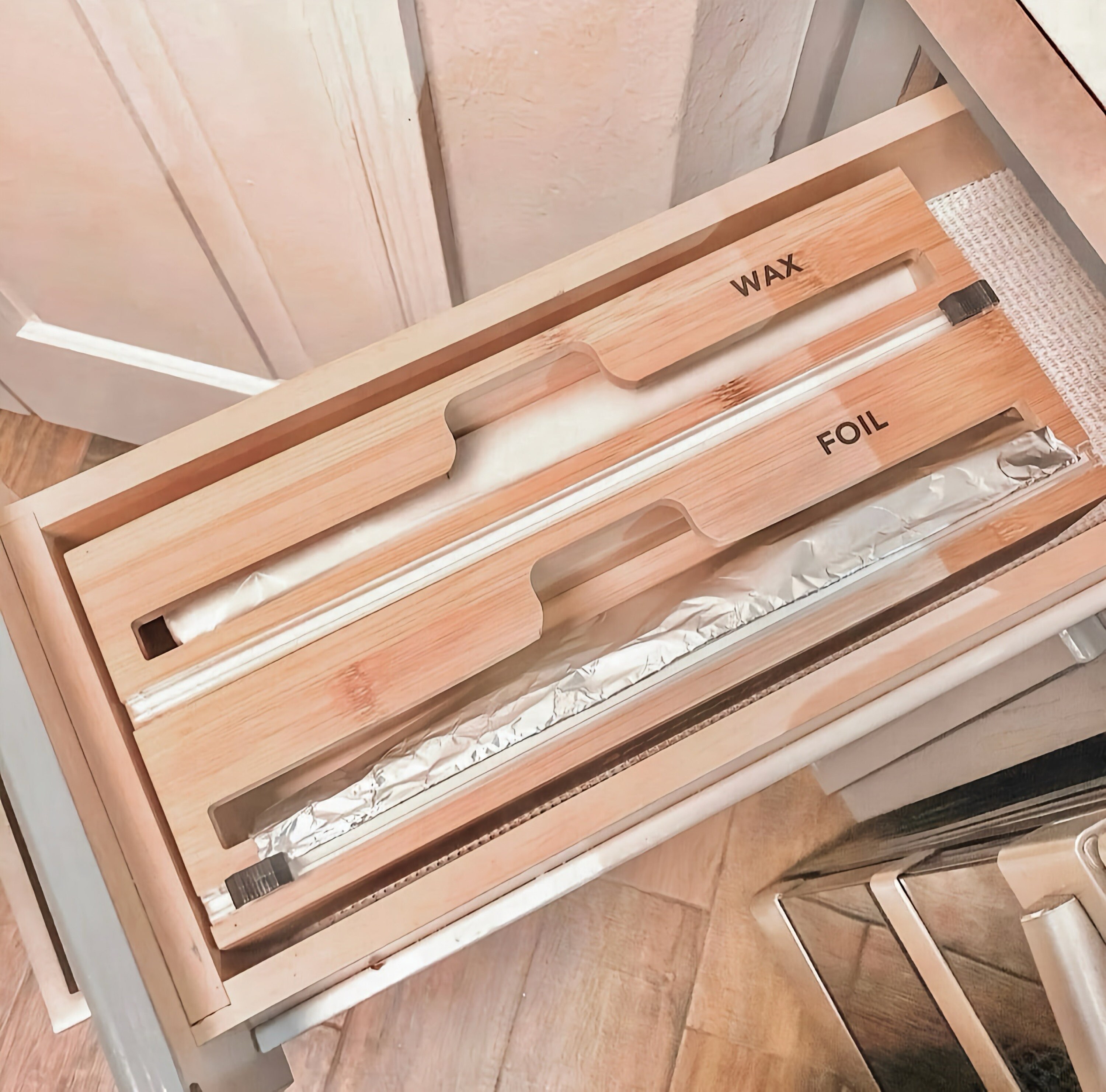 Wrap Dispenser With Cutter and Labels, Plastic Wrap, Aluminum Foil and ...