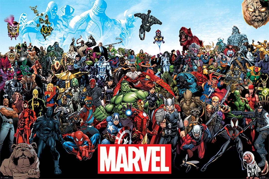 Marvel Characters Line-up Poster - Etsy