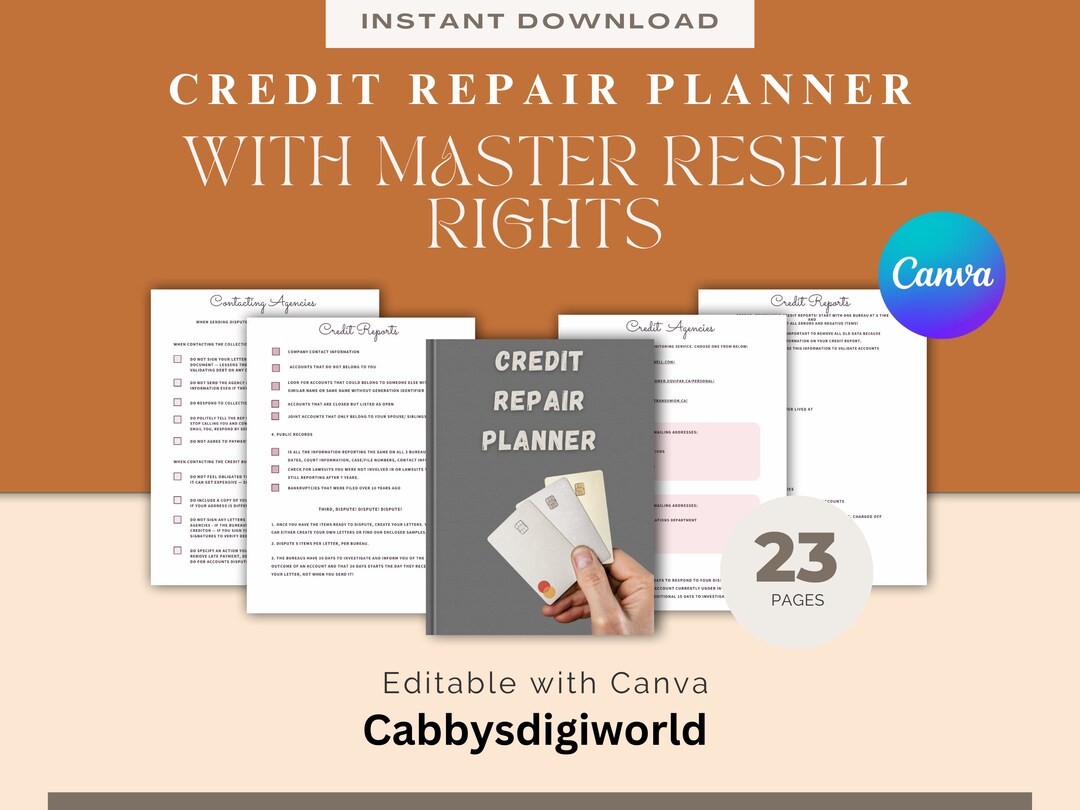 Credit Repair Planner| Credit Repair Guide | PLR & MRR - Etsy