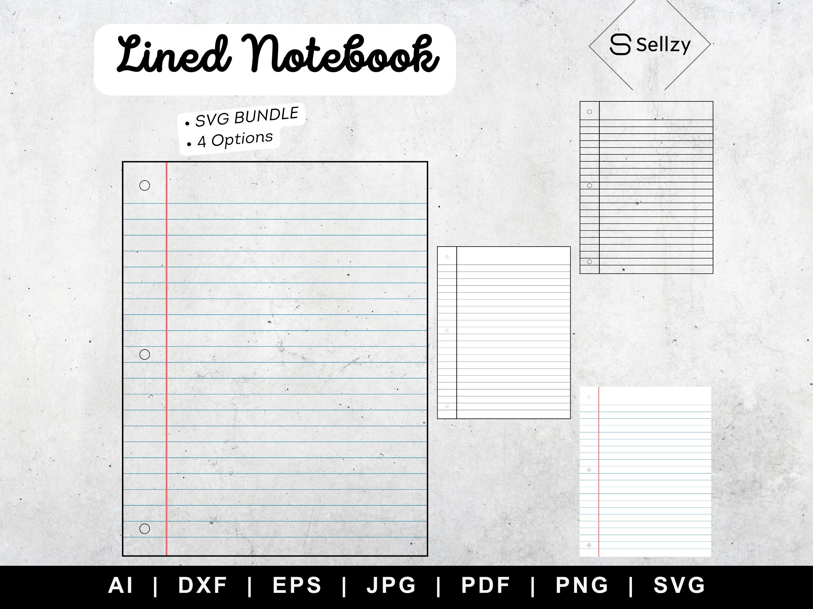 Lined Notebook SVG | Line Paper SVG | Digital Notebook Pages ...