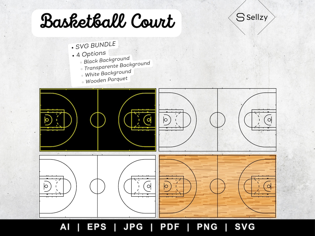 Basketball Court Bundle SVG | Basketball Court Outline SVG | Basketball ...