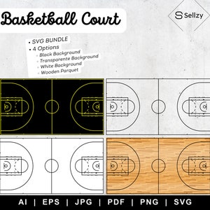 Basketball Court Bundle SVG | Basketball Court Outline SVG | Basketball ...
