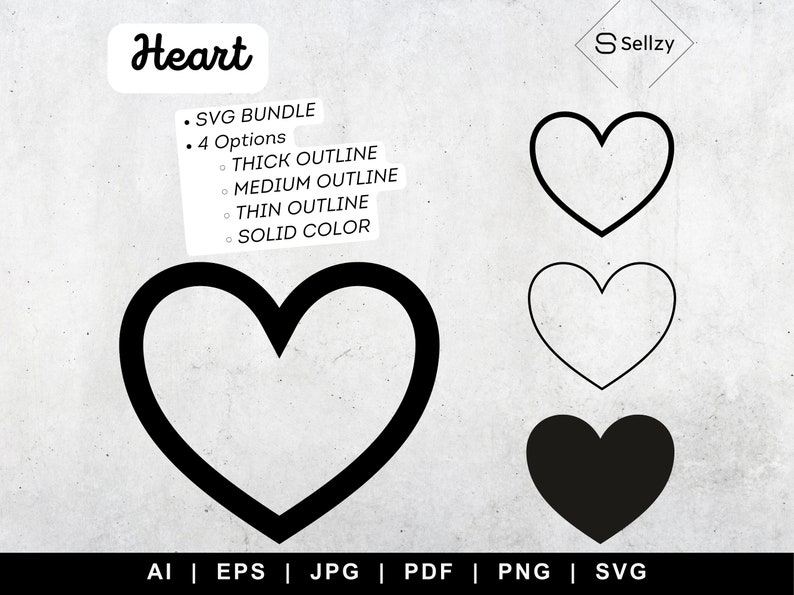 Heart Bundle SVG Heart Outline SVG Heart Clipart Love SVG Valentine's ...