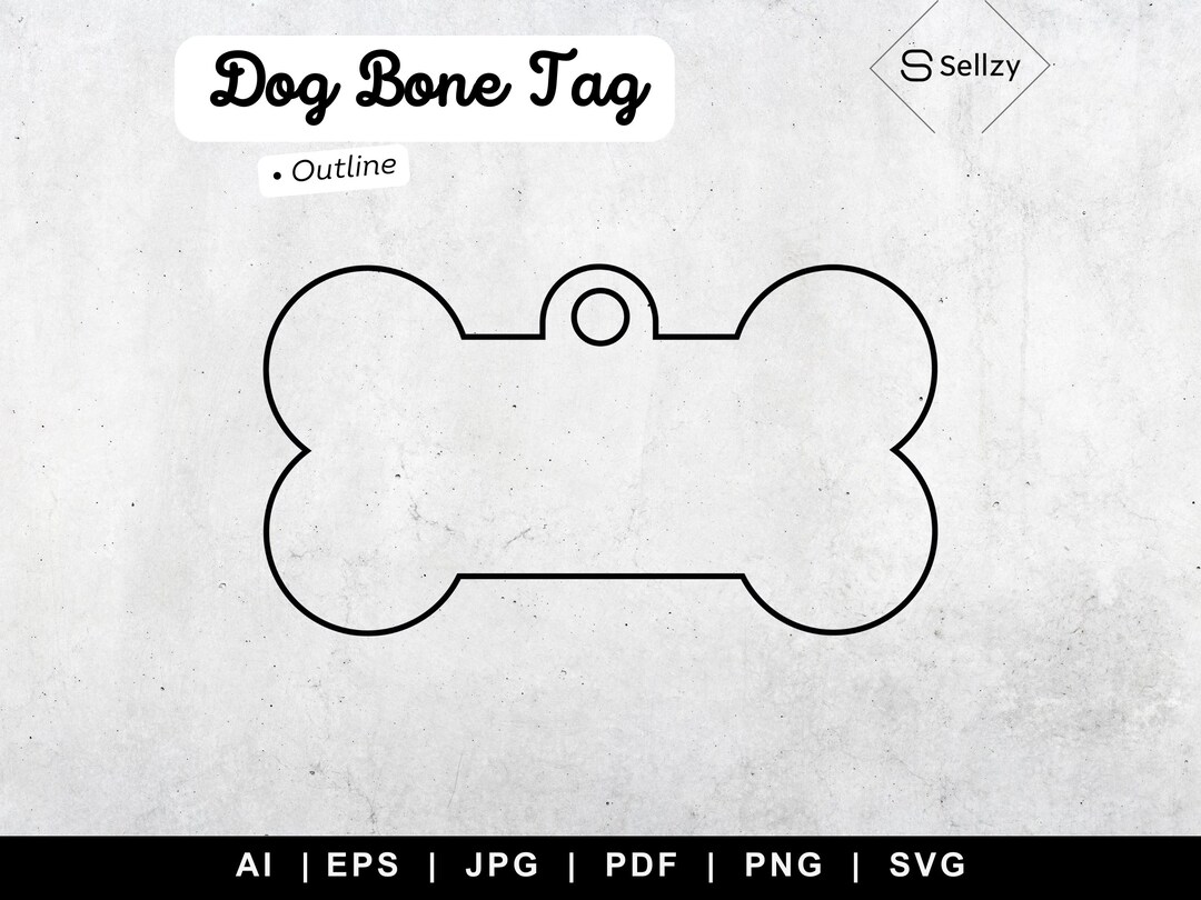 Dog Bone Tag Outline Svg | Dog Bone Cricut File | Dog Tag Outline | Dog ...