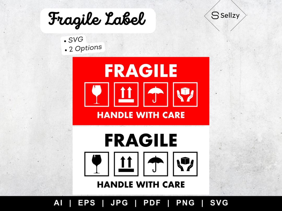 Fragile Handle With Care Sticker SVG | Shipping Labels | Fragile SVG ...