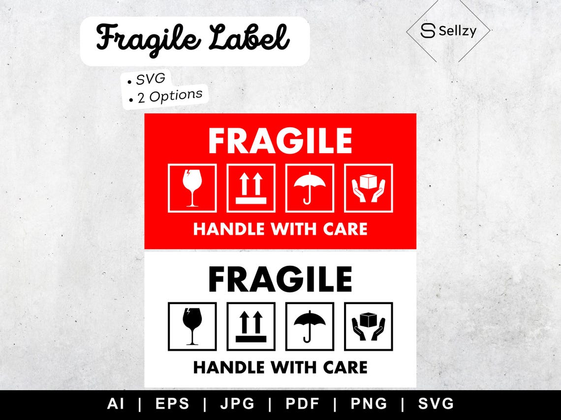 Fragile Handle With Care Sticker SVG | Shipping Labels | Fragile SVG ...