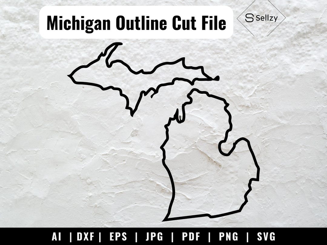 Michigan Outline SVG Files | Michigan Cut Files | Michigan Vector | USA ...