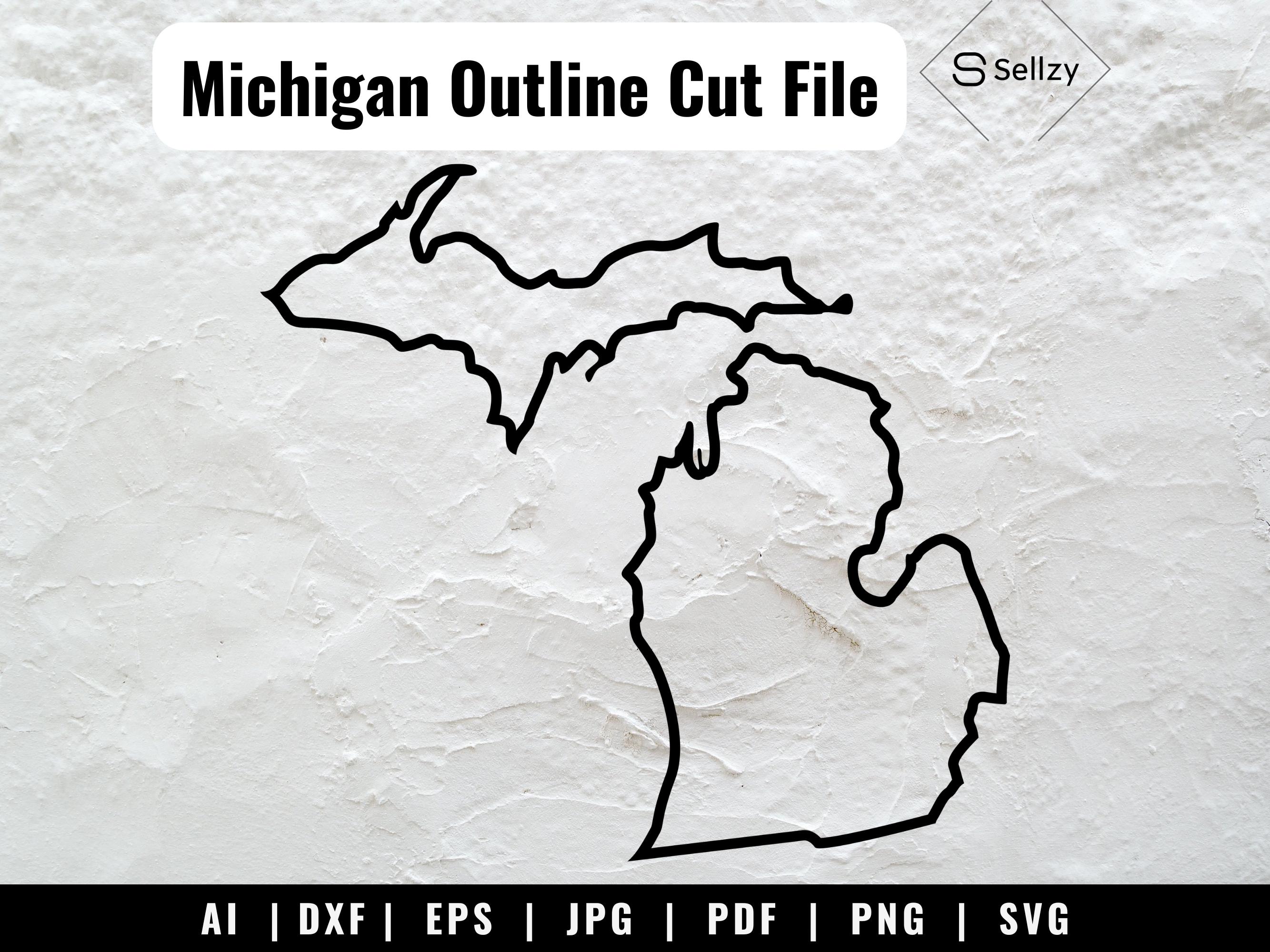 Michigan Outline SVG Files | Michigan Cut Files | Michigan Vector | USA ...