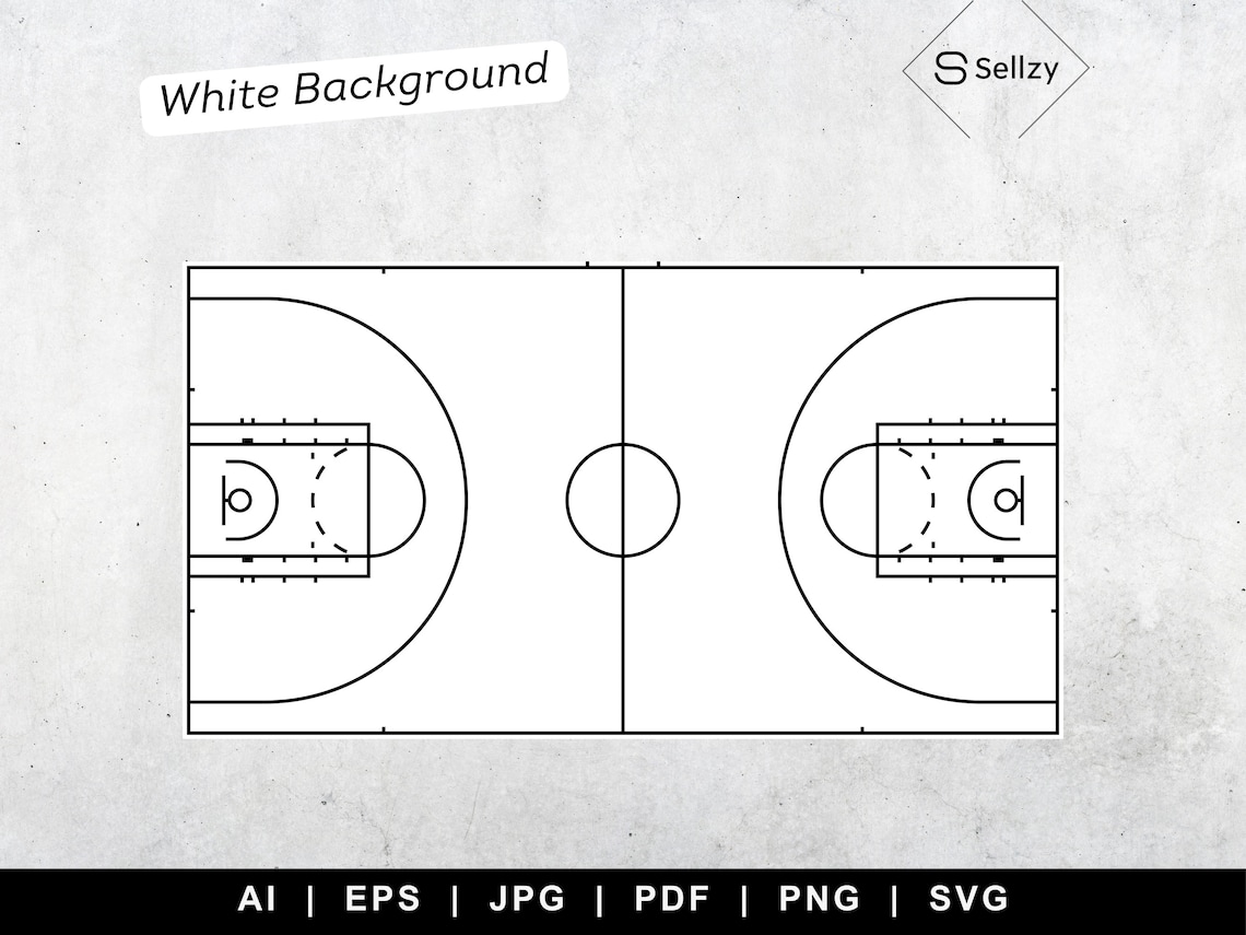 Basketball Court Bundle SVG | Basketball Court Outline SVG | Basketball ...