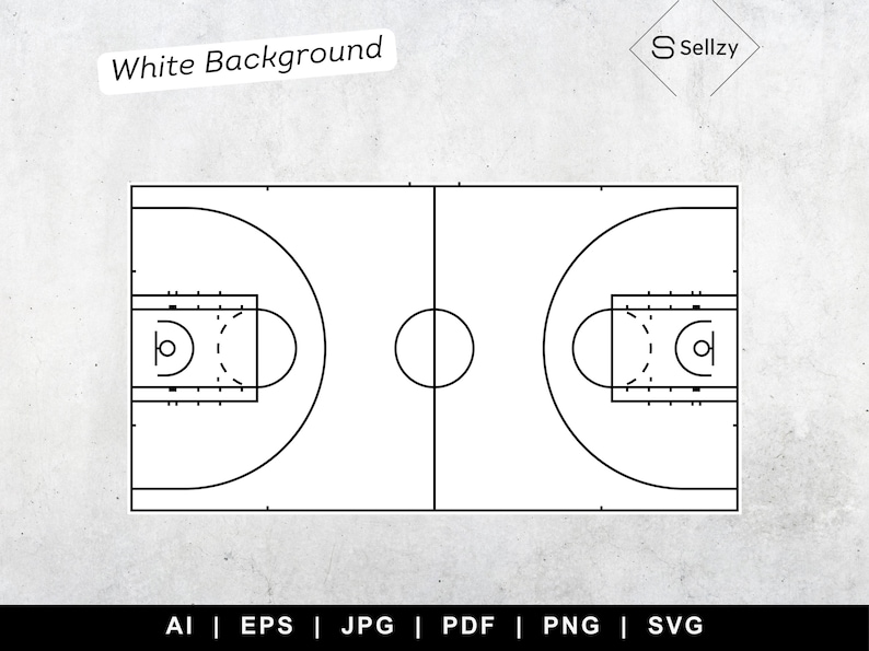 Basketball Court Bundle SVG | Basketball Court Outline SVG | Basketball ...