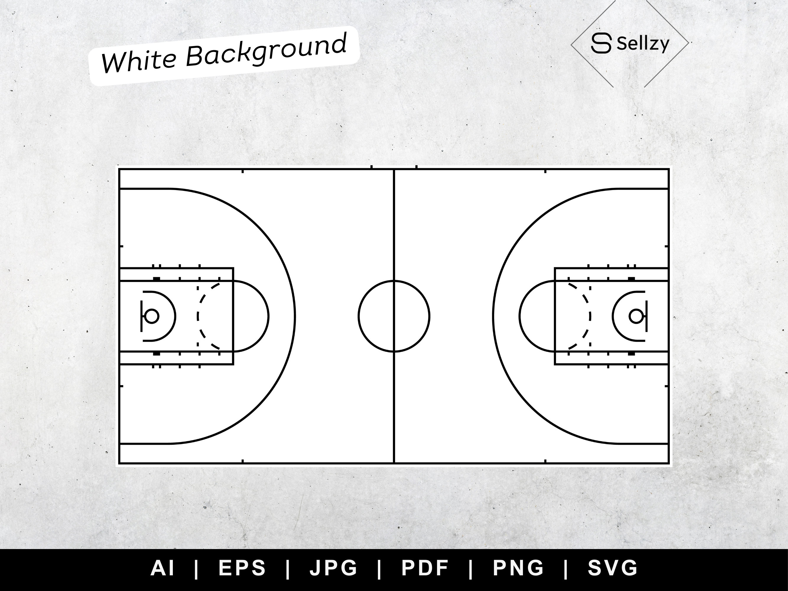 Basketball Court Bundle SVG | Basketball Court Outline SVG | Basketball ...