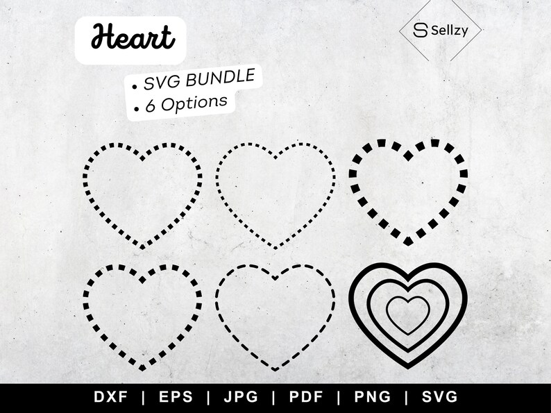 Heart Bundle SVG Heart Outline SVG Heart Clipart Love Heart Valentine's ...
