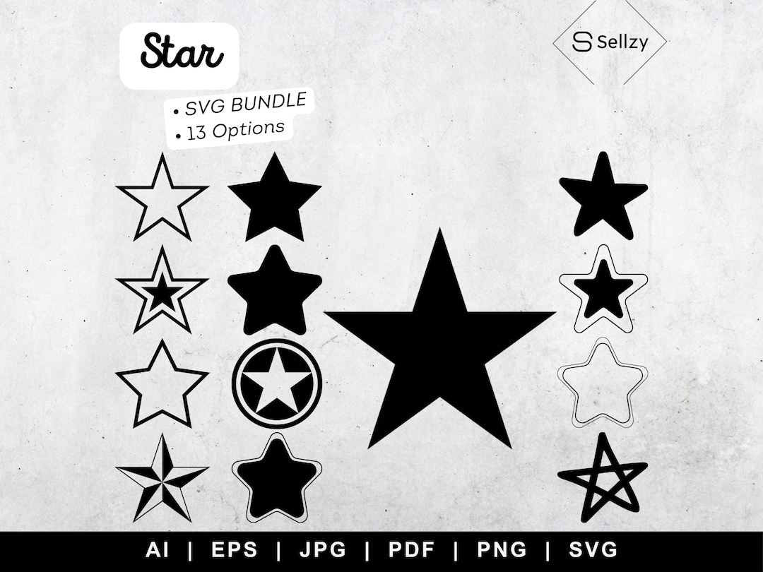 Star Bundle SVG | Star Icon SVG | Star Clipart | Star Outline SVG ...