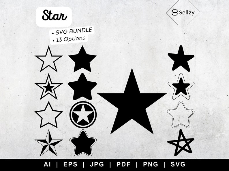 Star Bundle SVG | Star Icon SVG | Star Clipart | Star Outline SVG ...