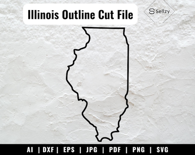 Illinois Map Outline SVG DXF Files Cut Files United States of America ...