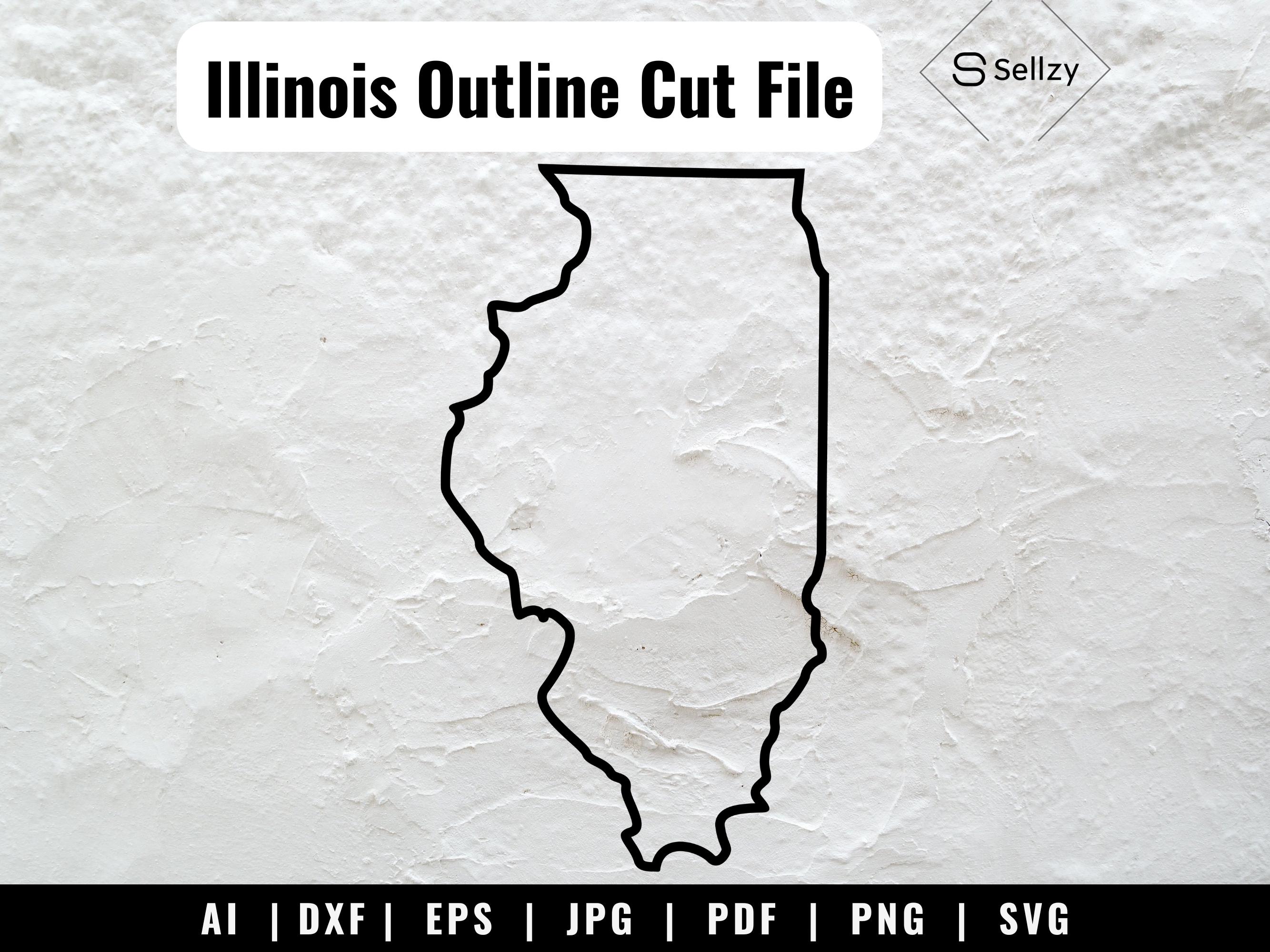 Illinois Outline SVG Files | Illinois Cut Files | Illinois Outline PNG ...