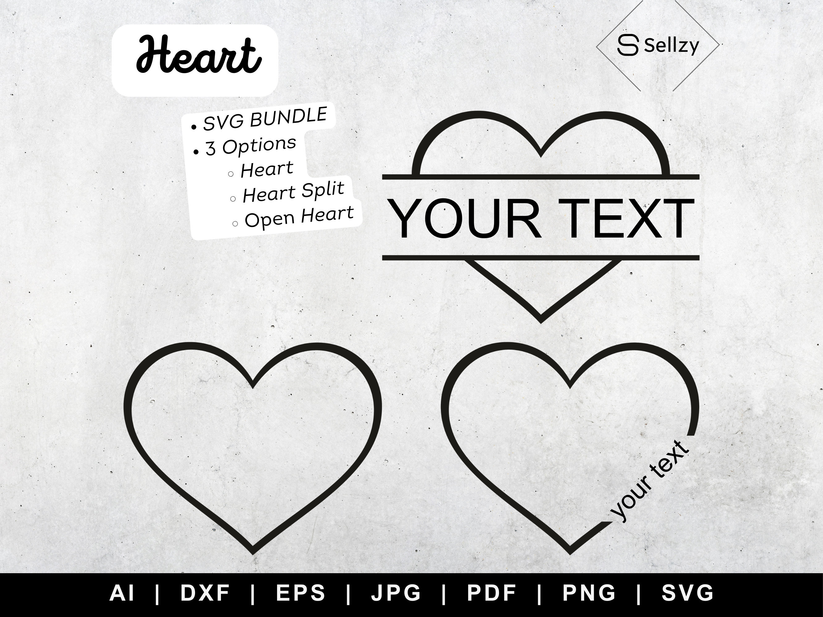 Heart Bundle SVG | Open Heart SVG | Simple Heart SVG | Heart Split ...