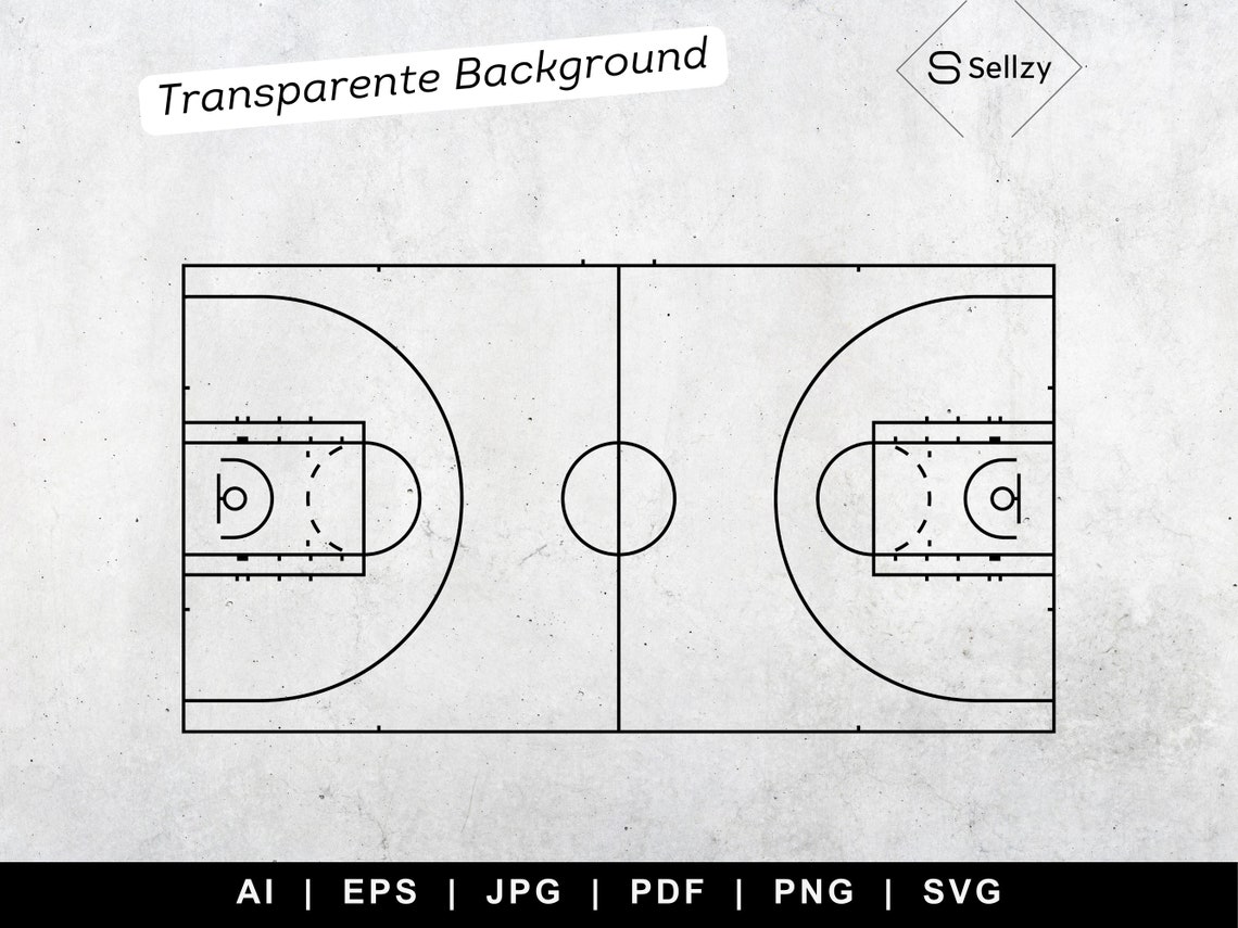 Basketball Court Bundle SVG | Basketball Court Outline SVG | Basketball ...