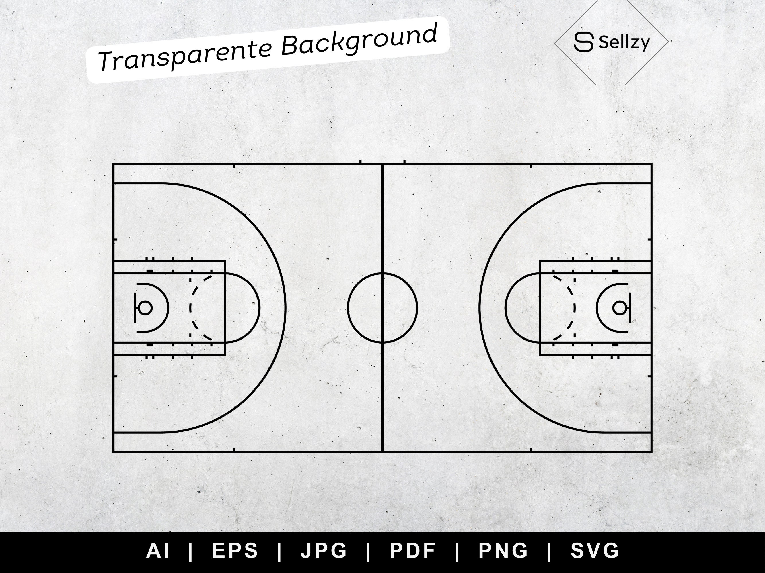 Basketball Court Bundle SVG | Basketball Court Outline SVG | Basketball ...